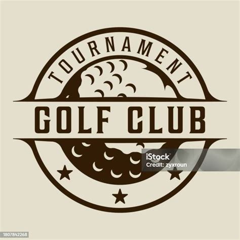 공 골프 로고 빈티지 벡터 일러스트 레이 션 템플릿 아이콘 그래픽 디자인 스포츠 기호 또는 토너먼트 또는 클럽에 대한 상징 배지 및 타이포그래피 복고풍 스타일 0명에 대한