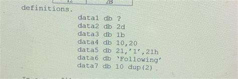 Solved Write A Complete Data Segment Definition To Chegg
