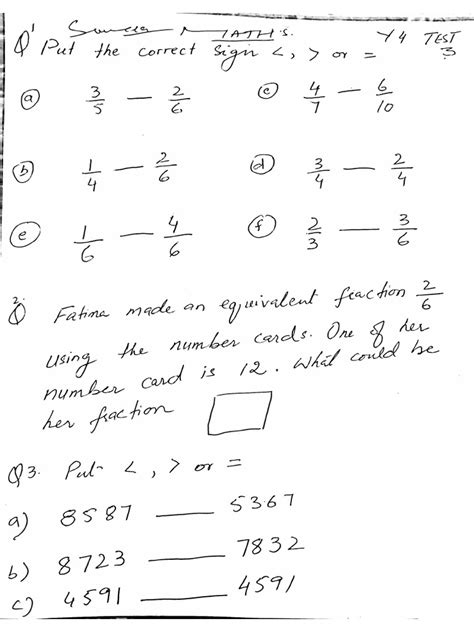 Y4 Maths Test 3 Pdf