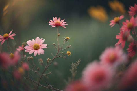 Pink Daisy Flower In The Meadow Vintage Color Tone 27002498 Stock