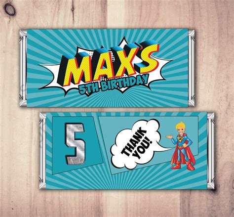 Comic Candy Bar Wrapper Birthday Favor Chocolate Bar Etsy