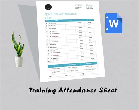Training Attendance Sheet Template Download And Customize