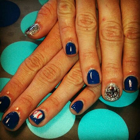 New York Yankee Themed Nails Nails By Melinda Manicure And Pedicure