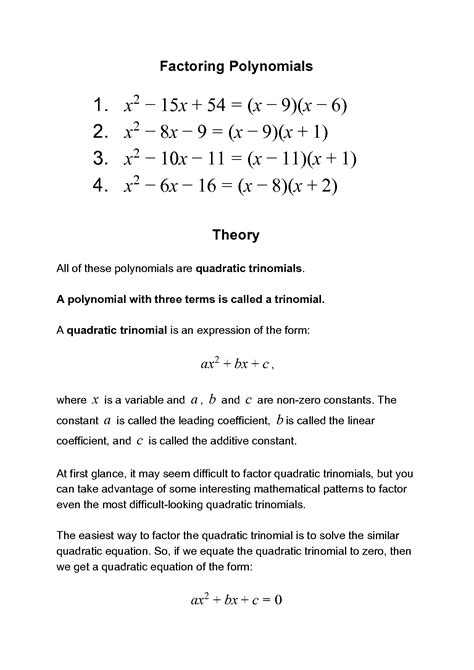 Factoring Equations