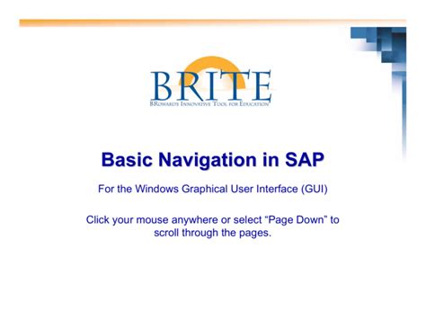 basic navigation in sap