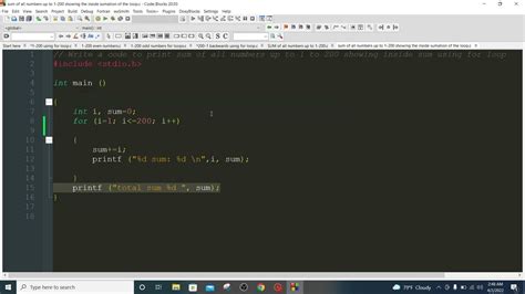 Ice103 C Programming 6 Write A Code To Print Sum Of All Evenodd Numbers 1 200 Use For