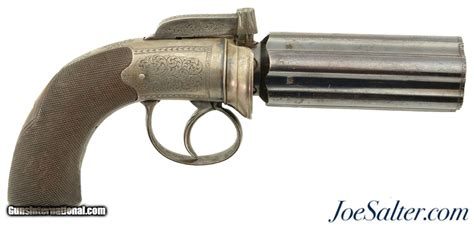 Beautiful Antique British Bar Hammer Pepperbox Pistol