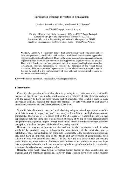 Pdf Introduction Of Human Perception In Visualization