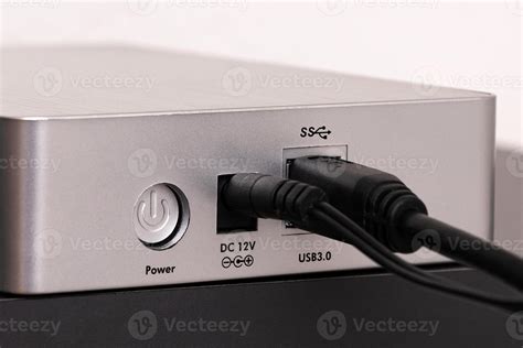 View Of The Hard Drive From The Side Connected Via The USB Port Stock Photo At Vecteezy