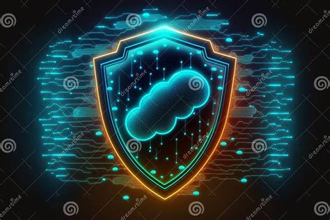 Cloud Computing And Cyber Security Data Protective Lock And Shield
