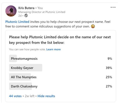 Kris Butera On Linkedin Thank You To All Those Who Took Part In The Plutonic Limited Next Prospect…
