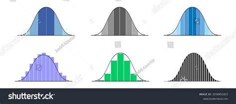 Set Gaussian Normal Distribution Histograms Bell Stock Vector Royalty