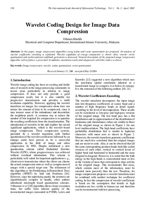 Pdf Wavelet Coding Design For Image Data Compression