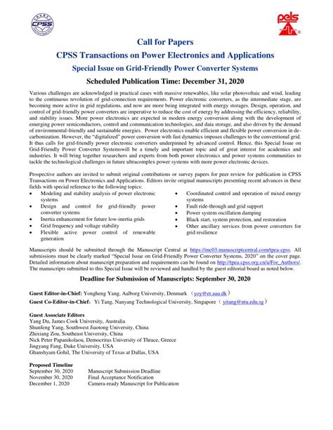Pdf Cpss Tpea Special Issue On Grid Friendly Power Converter Systems Scheduled Publication