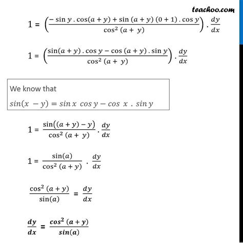 Misc If Cos Y X Cos A Y Prove Dy Dx Cos A Y