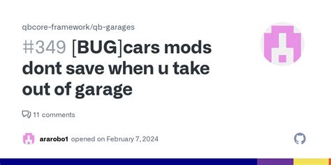 Bug Cars Mods Dont Save When U Take Out Of Garage · Issue 349