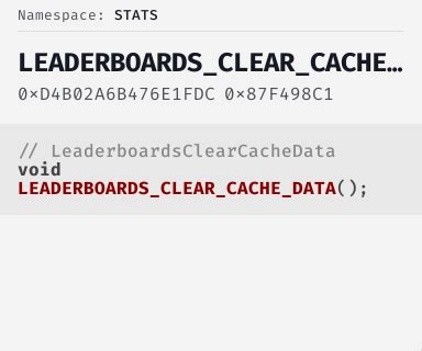 LeaderboardsClearCacheData FiveM Natives Cfx Re Docs