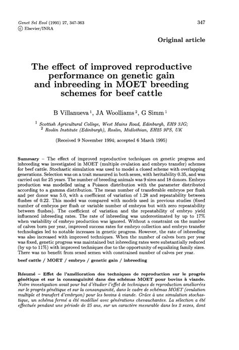Pdf The Effect Of Improved Reproductive Performance On Genetic Gain And Inbreeding In Moet