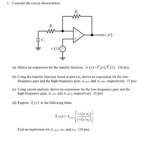 Solved Consider The Circuit Shown Below Derive An