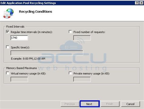 How To Set Periodic Recycling For Application Pool In Iis 7 Accuwebhosting