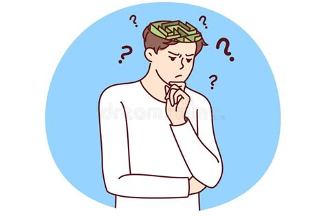 Confused Man With Labyrinth In Head Stock Vector Illustration Of