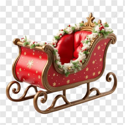 빨간색과 금색 크리스마스 썰매는 산타의 타고 있는 전통적인 상징입니다 빨간색과 금색 크리스마스 썰매 산타 했음의 전통적인 상징 타고 있어 Png 일러스트 및 이미지 에