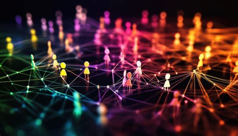 Colorful Interconnected Network Of Abstract Figures Representing Social