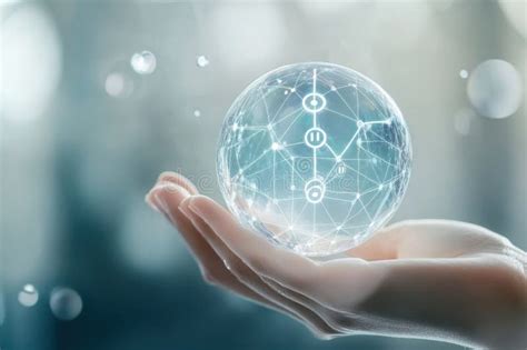 businesswoman holding digital sphere with network connection lines and