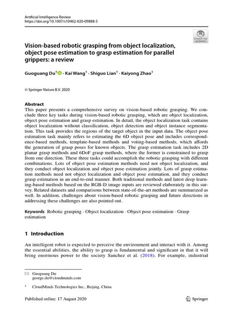 2020vision Based Robotic Grasping From Object Localization Object Pose Estimation To Grasp