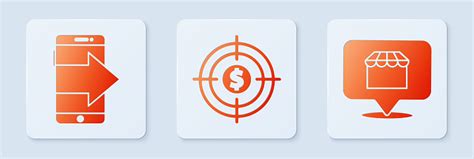 달러 스마트 폰 휴대 전화 및 온라인 쇼핑 개념으로 대상을 설정합니다 흰색 정사각형 버튼 벡터 0명에 대한 스톡 벡터 아트 및 기타 이미지 Istock