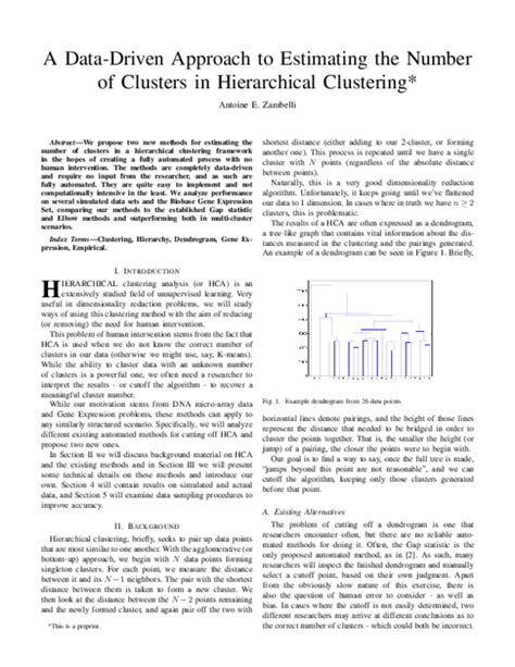 Pdf A Data Driven Approach To Estimating The Number Of Clusters In Hierarchical Clustering