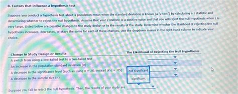 Solved 8 Factors That Influence A Hypothesis Test Suppose