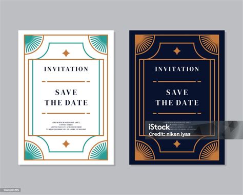 아르 데코 결혼식 초대장 카드 벡터입니다 Vip 초대를 위한 럭셔리 클래식 골동품 카드 디자인 광란의 20년대에 대한 스톡 벡터 아트 및 기타 이미지 Istock