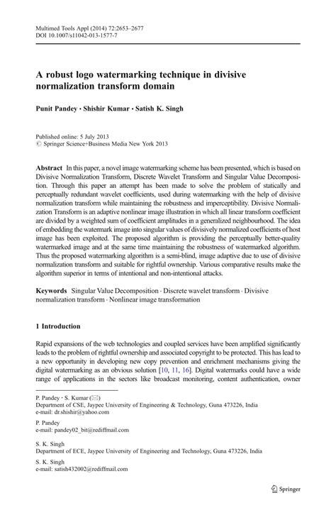 Pdf A Robust Logo Watermarking Technique In Divisive Normalization Transform Domain