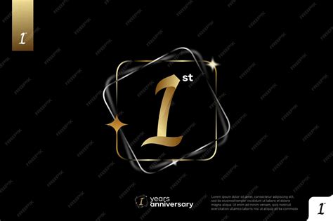 Золотой дизайн логотипа номер 1 на черном фоне 1 й день рождения