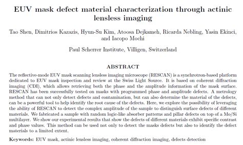 SPIE Proceedings 无透镜极紫外掩膜缺陷分析 东方闪光北京光电科技有限公司