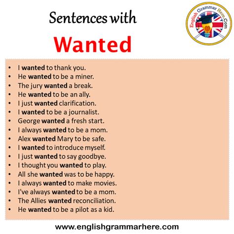 Sentences With Wanted Wanted In A Sentence In English Sentences For Wanted English Grammar Here