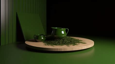 녹차 녹색 컵에 녹색 잎이 있는 디자인 시각화 3d 진한 녹색 연단 제품 디스플레이 녹차 고화질 사진 사진 배경 일러스트 및 사진 무료 다운로드 Pngtree