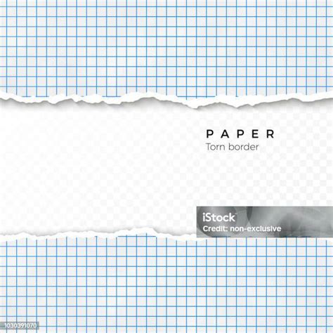 제곱된 종이의 찢어진된 가장자리입니다 노트북에서 제곱된 종이의 조각에 찢 겼 다 빈 페이지는 투명 한 배경에 고립 벡터 일러스트 레이 션 0명에 대한 스톡 벡터 아트 및