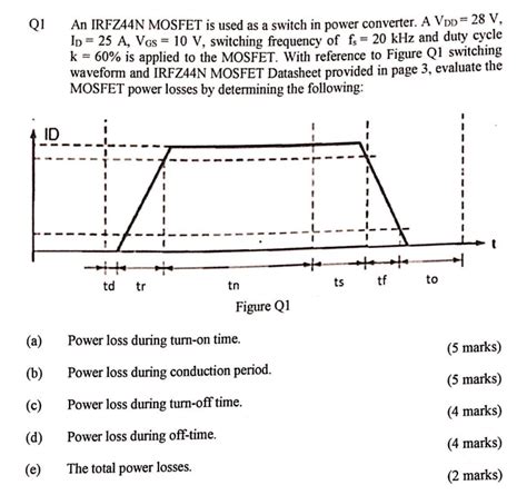 Solved Q1 An Irfz44n Mosfet Is Used As A Switch In Power