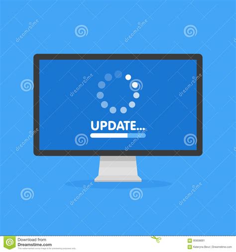 System Software Update And Upgrade Concept Loading Process In Monitor Screen Stock Illustration