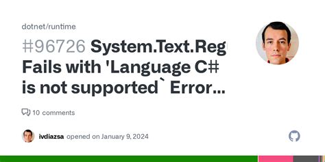 System Text RegularExpressions Tests Fails With Language C Is Not Supported Error When