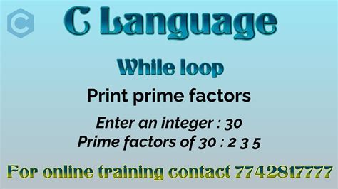 Program To Print Prime Factors Of A Number In C Youtube
