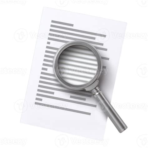 Magnifying Glass Over Document With Blurred Text Stripes For Clarity And Investigation In