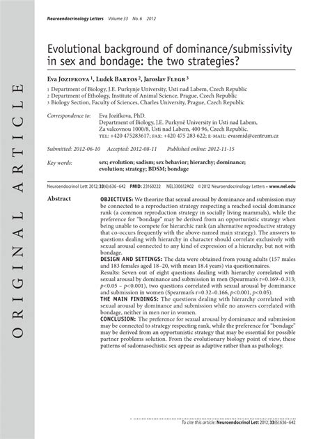 Pdf Evolutional Background Of Dominance Submissivity In Sex And