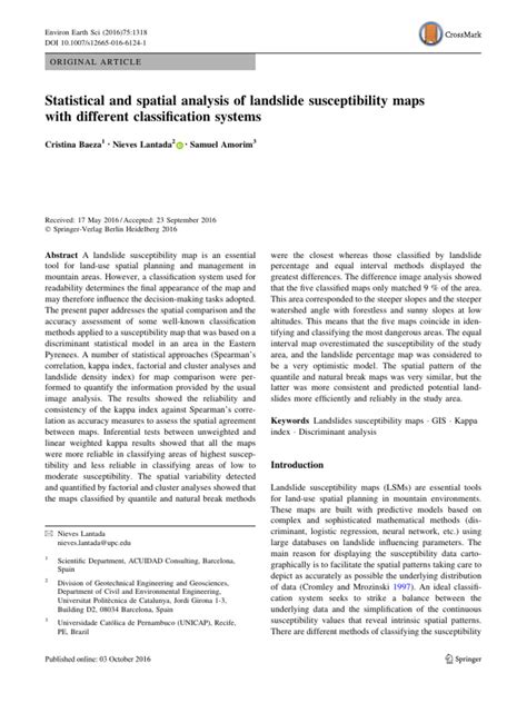 statistical and spatial analysis of landslide susceptibility pdf