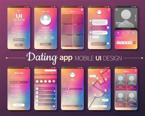 dating app mobile ui design with laser gradient background 15286427