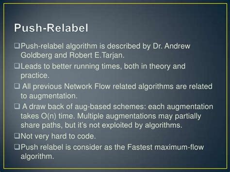 max flow problem and push relabel algorithem