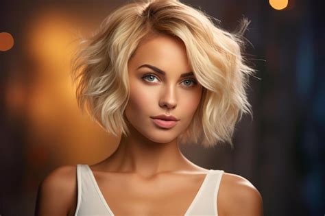 Premium Ai Image The Model Has A Short Bob Hairstyle With A Blonde