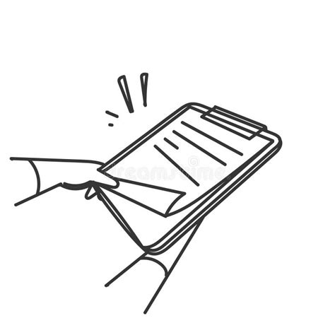 Doodle Hand Holding Clipboard Stock Vector Illustration Of Holding